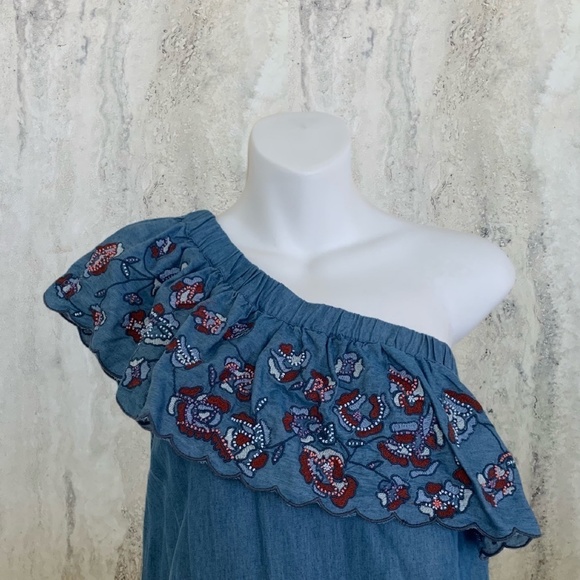 Dresses | Led Luxe Essential Denimone Shoulder Denim Dress | Poshmark